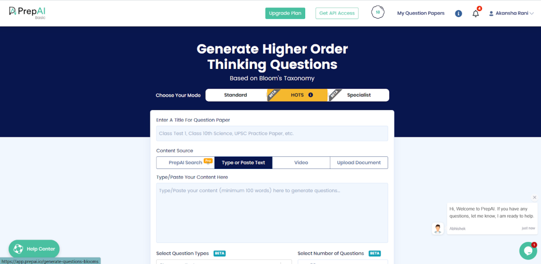 How to Generate Hots Questions Using PrepAI?
